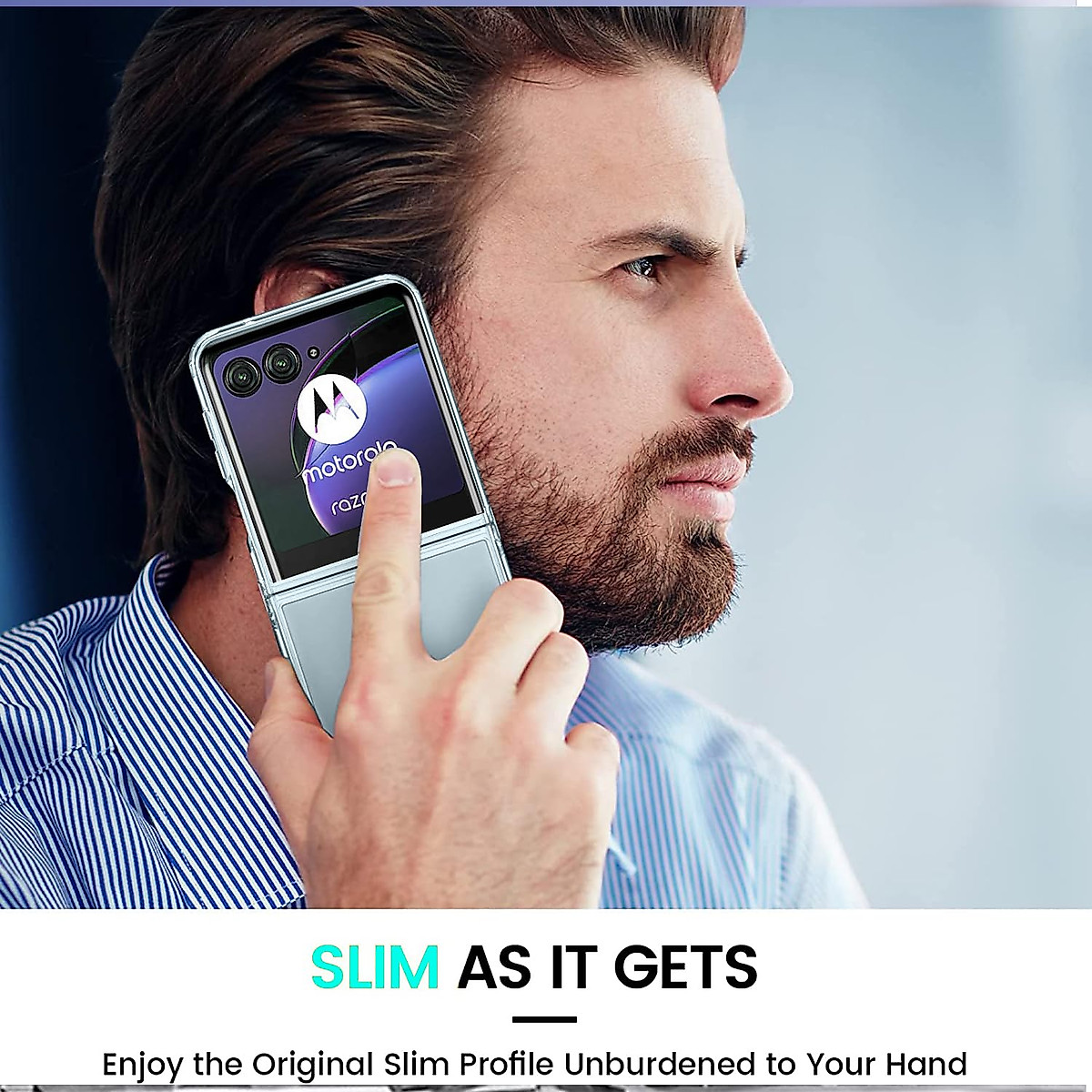 Zeking for Motorola Razr 40 Ultra Case, Acrylic Transparent Hard Clear Hybrid Cover Non-Yellow Shockproof Bumper Slim Thin Case Cover