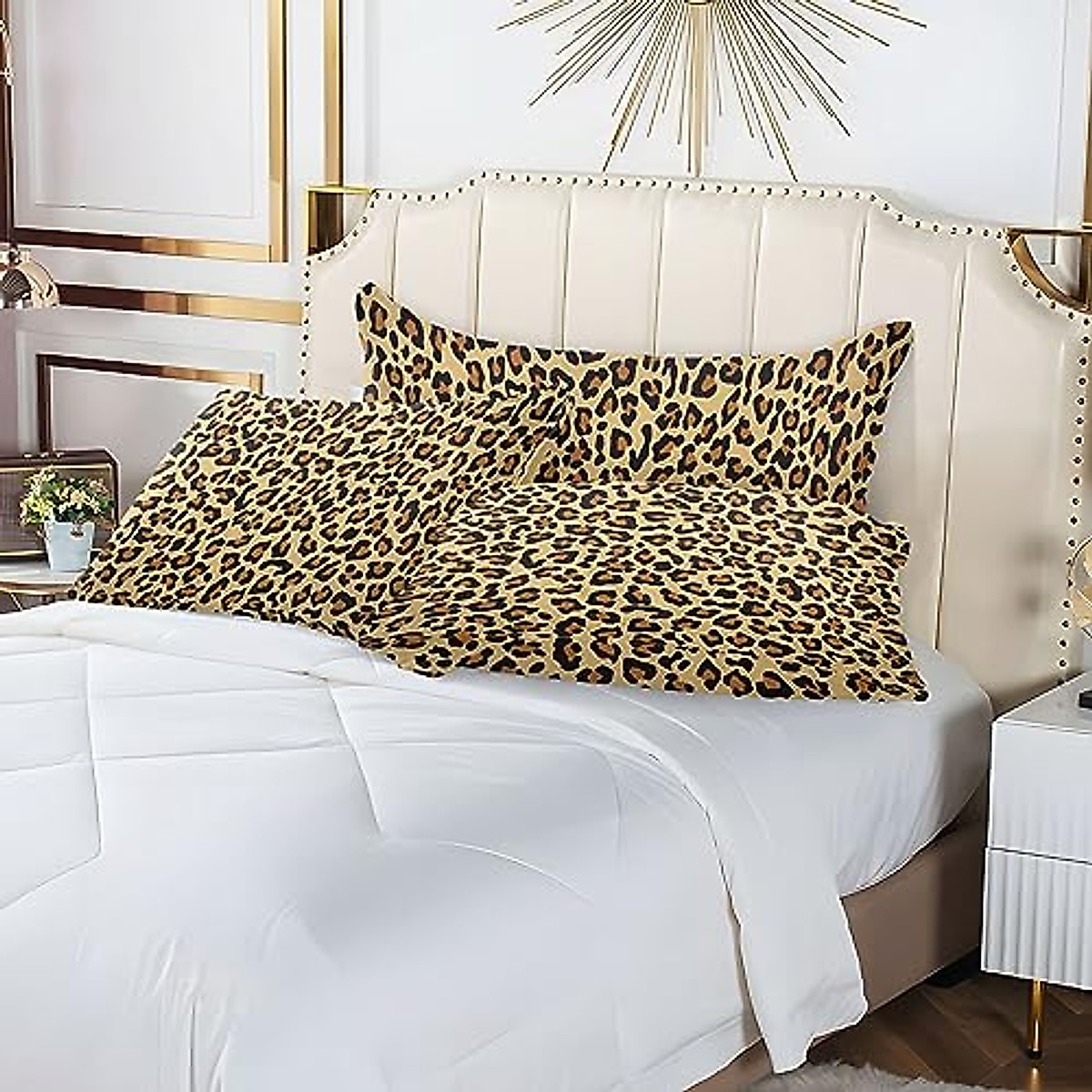 Yellow Camouflage Leopard Pillow Cases King Size Velvet Pillow Covers Super Soft Decorative Pillowcase with Zipper for Women Men Bedroom Sofa Couch