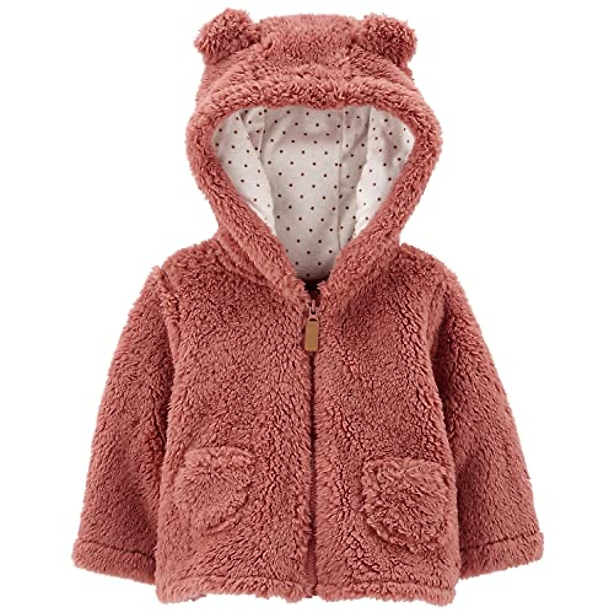 Carter's Zip-Up Sherpa Cardigan Jacket, Pink Sherpa, 12 Months