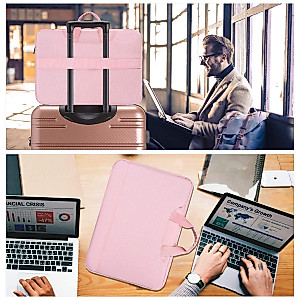 14 15 Inch Laptop Case Women Ladies Bag TSA Laptop Sleeve for MacBook Pro 14" M4/M3/M2/M1, Macbook Air 15 M4/M3, Dell XPS 15/Inspiron 14, Acer HP Lenovo ASUS Chromebook 14" Notebook Case Bag, Pink