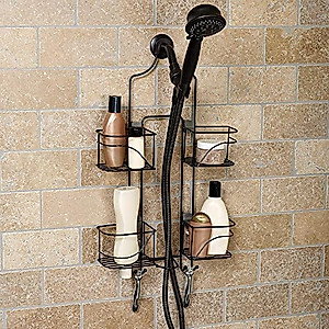 Millioder Expandable Over-the-Showerhead Caddy, Bronze Gorgeou Bathroom organizer Bathroom accessories Bathroom storage Shower organizer Wall shelf Shelf organizer Bathroom shelf
