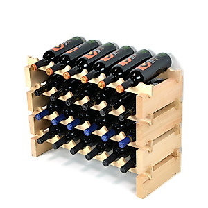 sfDisplay.com,LLC. Modular Wine Rack Beechwood 24-72 Bottle Capacity 6 Bottles Across up to 12 Rows Newest Improved Model (24 Bottles - 4 Rows)