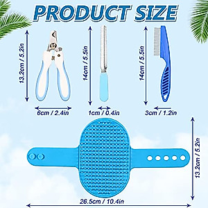 4 Pieces Bunny Grooming Kit with Bunny Grooming Brush Comb Pet Hair Remover Nail Clipper File Pet Shampoo Bath Brush with Adjustable Handle Pet Bath Grooming Set for Bunny Hamster Bunny Guinea Pig