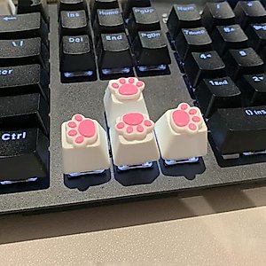 YupYay 4 Pack Custom OEM R4 Keycaps PBT Mechanical Keyboard Keycaps Cute Cat Paw Key Cap Kawaii Gaming Keycaps for Mechanical Keyboard with Keycap Puller (White Base)