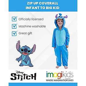 Disney Lilo & Stitch Toddler Boys Zip Up Coverall Blue 4T