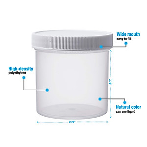 Consolidated Plastics 42414 Wide-Mouth Jar with Cap, 6 oz, Natural, 50 Piece