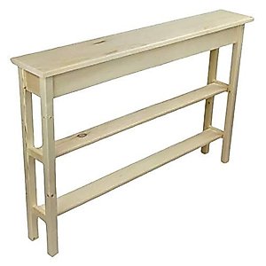 46" Narrow Console Sofa Table - Unfinished Foyer Pine Table With 2 Bottom Storage Shelf
