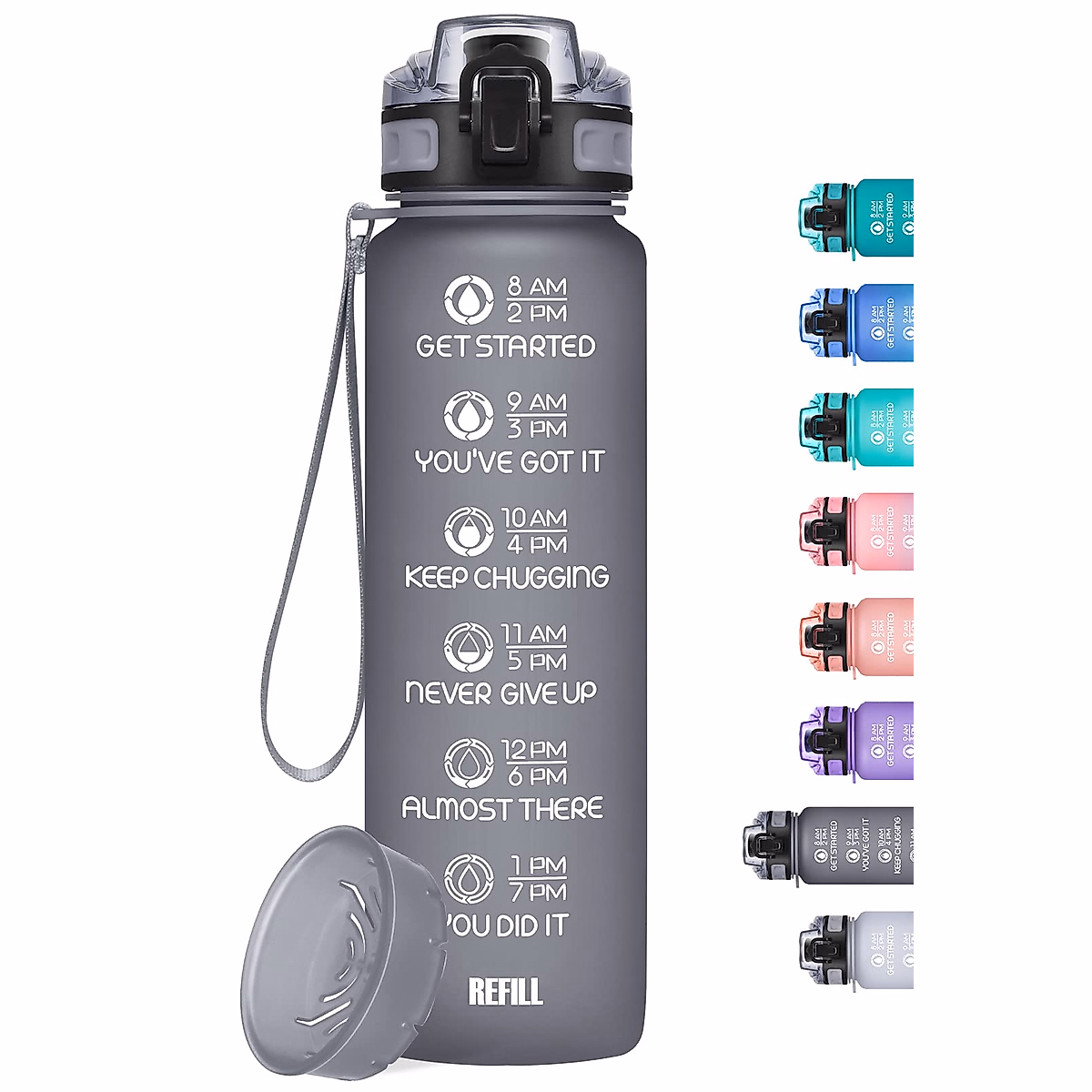 NOIFYS Motivational 32 oz/24 oz Water Bottle with Time Marker, Updated BPA Free Leak Proof Water Bottles With Fruit Strainer and Straw, Perfect For Fitness Gym Outdoor