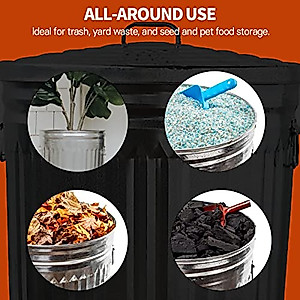 UTY 20 Gallon Galvanized Steel Trash Can with Lid, Silver, 17.5 inch*17.5 inch*23.5 inch