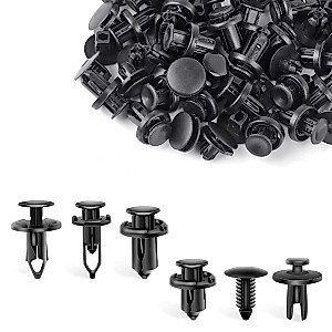 Kewucn 200 Pcs Car Retainer Clips, Plastic Push Bumper Fastener Rivet Clips, Popular Sizes Door Trim Panel Fender Clips, Body Rivets Replacement for Most Cars