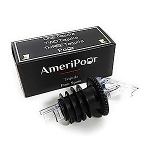 Ameripour - Speed Pourer - Patron Pour Spout - Made 100% In The USA. Free Flow Bar Spouts That Don't Leak - No Cracks, Just A Smooth Cocktail Pour Every Time. (Clear)