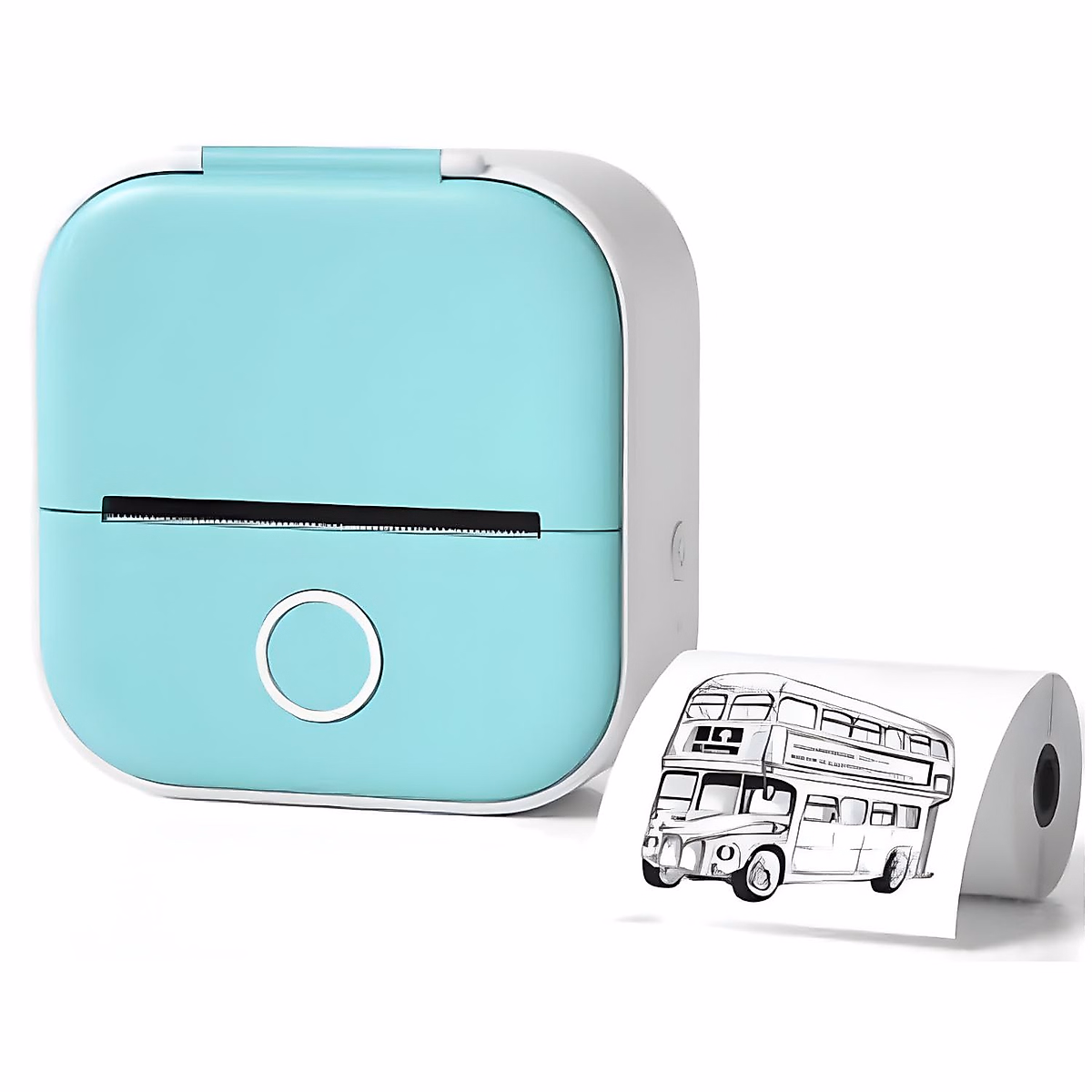 T02 Mini Printer, Portable Sticker Printer Efficiently and Quickly, Thermal Printer for Study Notes, Pictures, DIY, Label, Free App with Multiple Templates-for Android & iOS Green