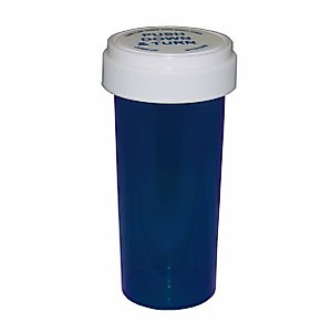 Pharmacy Prescription Vials, Blue Child Resistant Medicine Bottle, 30 Dram Reversible, Caps Included, Pack of 200 (Pill Container, Pharmacy Bottle, Pharmacy Container) by Sponix