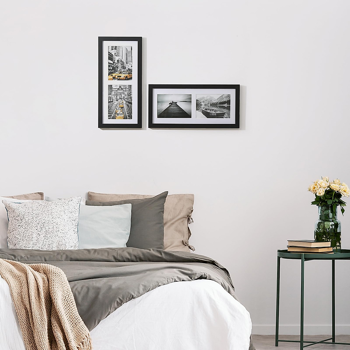 UMICAL 5x7 Picture Frame 2-Opening Collage Picture Frames Gallery Style Black Wood Landscape Photo Frames with HD Plexiglass for Tabletop Stand and Wall Mounting