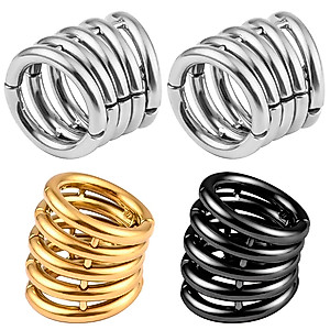 DOEARKO 2PCS 00G Stacker Rings Ear Lobe Cuff Ears Gauges Plugs Body Piercing Tunnels 316 Stainless Steel Hypoallergenic Body Jewelry (For Lobe in 00G (10mm) or Larger, Rose Gold)