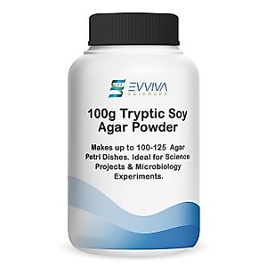 Tryptic Soy Agar Powder 100 Grams - Evviva Sciences - Make 100 to 125 Agar Petri Dishes - Excellent for Microbiology - Great for Science Projects