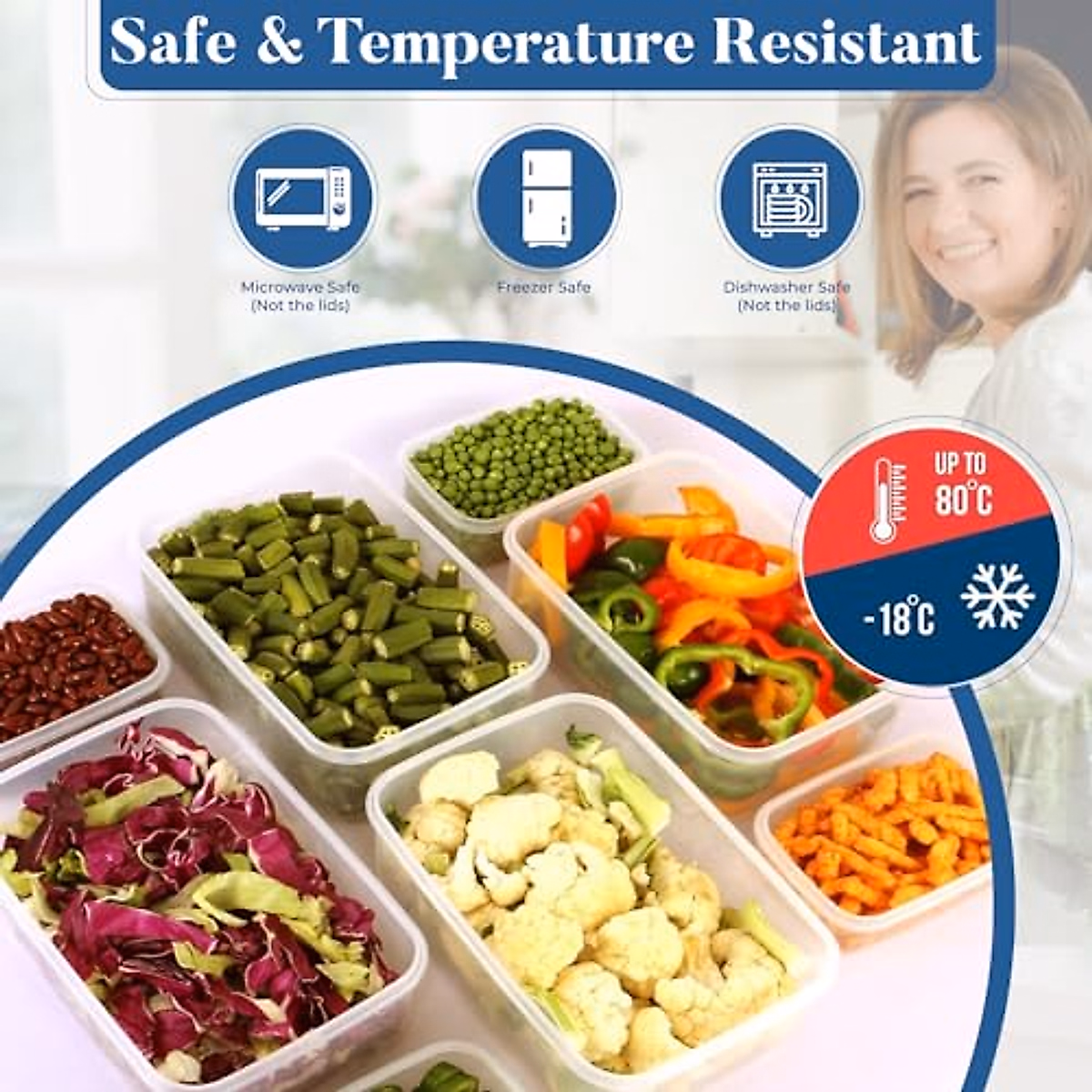 DAN RIVER Reusable Air Tight Plastic Containers with Lids 24-Piece Set (12 Containers & 12 Snap Lids), Leak-Proof & Microwave Safe, Air Tight Food Storage Set, Red