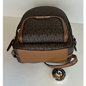 Michael Kors Jaycee XS Convertible Zip Pocket Backpack bundled with SM TZ Coinpouch Wallet Purse Hook (Signature MK Brown)