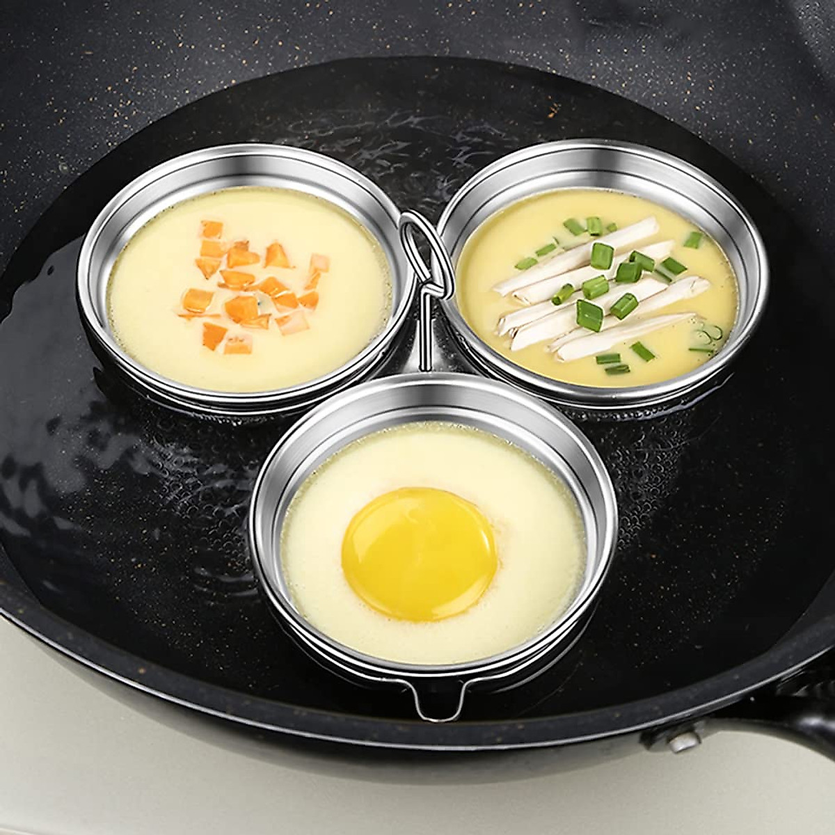 Veemoon Pancake Mold 1 Set Boiled Egg Mold Cooking Pot Stainless Steel Round Metal Dies