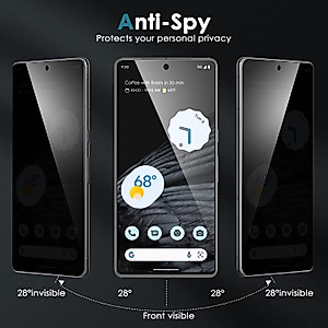 YWXTW [2 Pack] Privacy Screen Protector for Google Pixel 7 Pro,Tempered Glass Anti-Spy 9H Hardness Film for Google Pixel 7 Pro,HD Anti-Scratch Easy Install Bubble Free Case Friendly