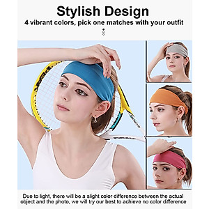 SUJAYU Sweatbands for Women, 4 PCS Womens Headbands Sweat Bands Headbands for Women, Workout Headbands for Women Non Slip, Wide Headbands for Women Hair Wrap Hair Accessories for Women