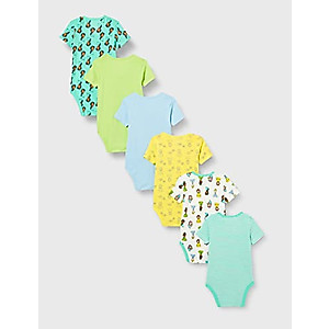 Amazon Essentials Disney | Marvel | Star Wars | Princess Baby Girls' Short-Sleeve Bodysuits, Pack of 6, Princess, 18 Months