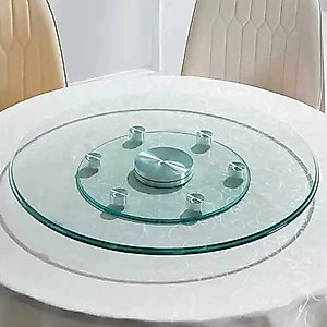Large Dining Table Turntable, Round Clear Tempered Glass Lazy Susan Rotating Turntable Tray, for Banquets Party Family Dinners Large Swivel Serving Plate ( Color : Clear , Size : 50cm (20inch) )