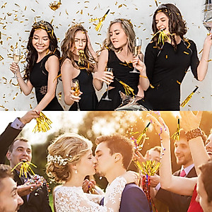 Sumind 24 Pieces Gold Noise Makers Glitter Noise Makers Metallic Fringed Party Blowers for Adults Birthday Graduation Sporting Events 2024 New Years Party Favor Supplies