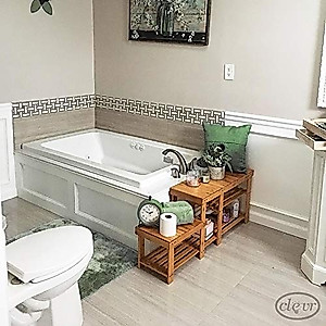 Clevr 44" Extra Large 3-Tier Natural Bamboo Shoe Rack Bench, with Storage Drawer on Top on Top, Entryway Shoe Organizer Seat Storage Shelf Hallway Furniture