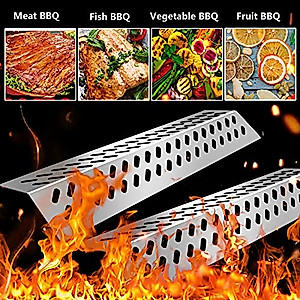 Plowo Stainless Steel Heat Plate Shield Gas Replacement for Bull BBQ Grills, Fit for Angus, Brahma, 7-Burner, 4-Burner, 5-Burner Grill Models, Grill Parts Replace for 16631, 16521, 4 Pack, 17 5/8"