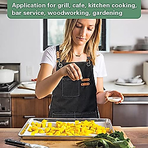 JINSHANGTOPK Chef Apron, Aprons for Men, Adjustable Strap Cotton Canvas Cross Back Apron with Large Pockets for Women and Men Kitchen Cooking Baking Bib Apron(Black)