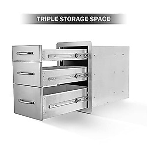 Stanbroil Outdoor Kitchen Drawers Stainless Steel - 15W x 21.5H x 23D Inch, Triple Access Drawer Flush Mount for Outdoor Kitchen or BBQ Island