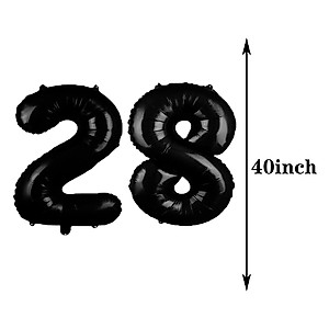 ZSNWGZ Sweet 28th Birthday Decorations Party Supplies,Black Number 28 Balloons,28th Foil Mylar Balloons Latex Balloon Decoration,Great 28th Birthday for Girls,Women,Men,Photo Props