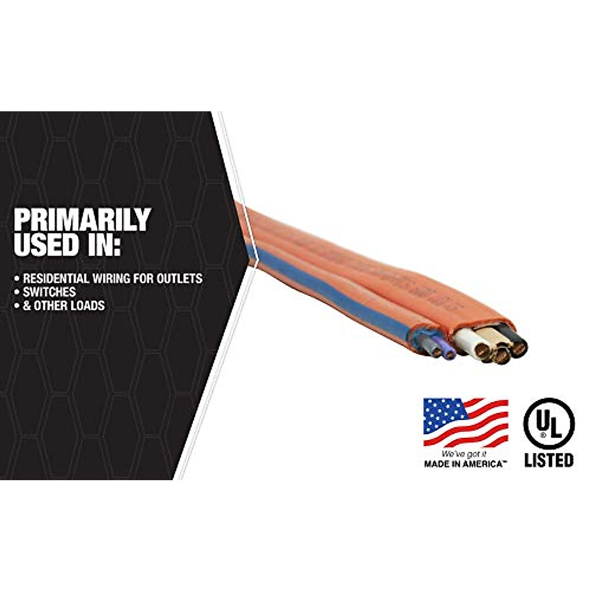Woods 63948426 100' 10-3 NMW/G Wire, Orange, 100 Ft