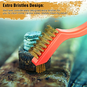 Patelai Wire Brush Set Stainless Steel/Brass/Nylon Bristles with Curved Handle Grip, Extra Bristles for Narrow Areas, Heavy Duty Mini Crimped Scratch Brush for Cleaning Grill (Classic,10 Pcs)