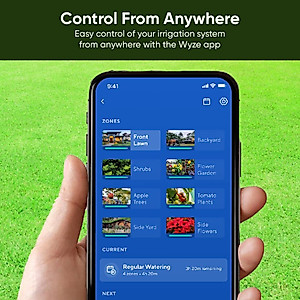 Wyze WSPRK1 Smart Controller , Smart Sprinkler Timer with EPA Watersense , 8-Zone WiFi (1 Year of Automatic Weather-Based Watering with Sprinkler Plus Included), Black