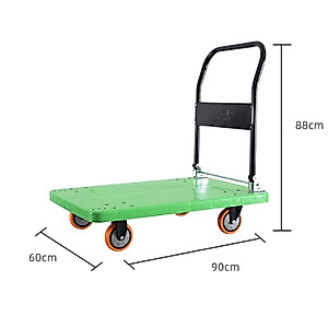 Hand Truck Folding Silent Lightweight Office Trailer Four-Wheel Moving Trolley Pull Truck for Pulling Goods,Hold Up to 440 Lbs (L)