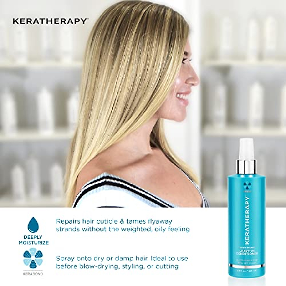 KERATHERAPY Keratin Infused Moisture Conditioner, 10.1 fl. oz., 300 ml - Hydrating & Moisturizing Conditioner for Dry or Damaged Hair with Collagen, Jojoba Oil, & Kerabond Technology - Sulfate Free