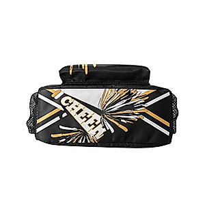 XOZOTY Yellow Black Cheer Personalized Custom Text Name Waterproof Daily Backpacks for Camping Outdoor Sports Bag