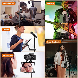 JUBOR Tablet Holder for Microphone Stand, Mic Music Stand Tablet Holder for iPad, Smartphone Tablet Mic Stand Mount for Shee Music Fits Devices from Screen Size 4.7 to 12.9 Inches