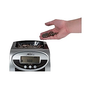 Royal Sovereign 2 Row Electric Coin Counter With Patented Anti-Jam Technology and Digital Counting Display (FS-2D),Blk/Silver