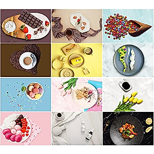 iprotech 6PCS 12Patterns Double-Sided Photography Background Paper with Stand, Waterproof Reusable 34x23in Morandi Marbles Photo Tabletop Backdrops for Food Jewelry Cosmetics Makeup