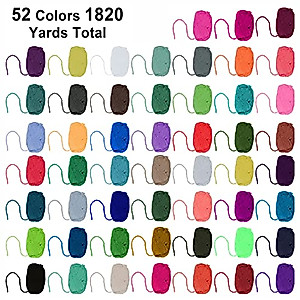 Inscraft 52 Acrylic Yarn Skeins, 1820 Yards 52 Colors, 2 Crochet Hooks, 2 Weaving Needles, 10 Stitch Markers, 1 Bag, for Crocheting & Knitting, Gift Beginners and Adults