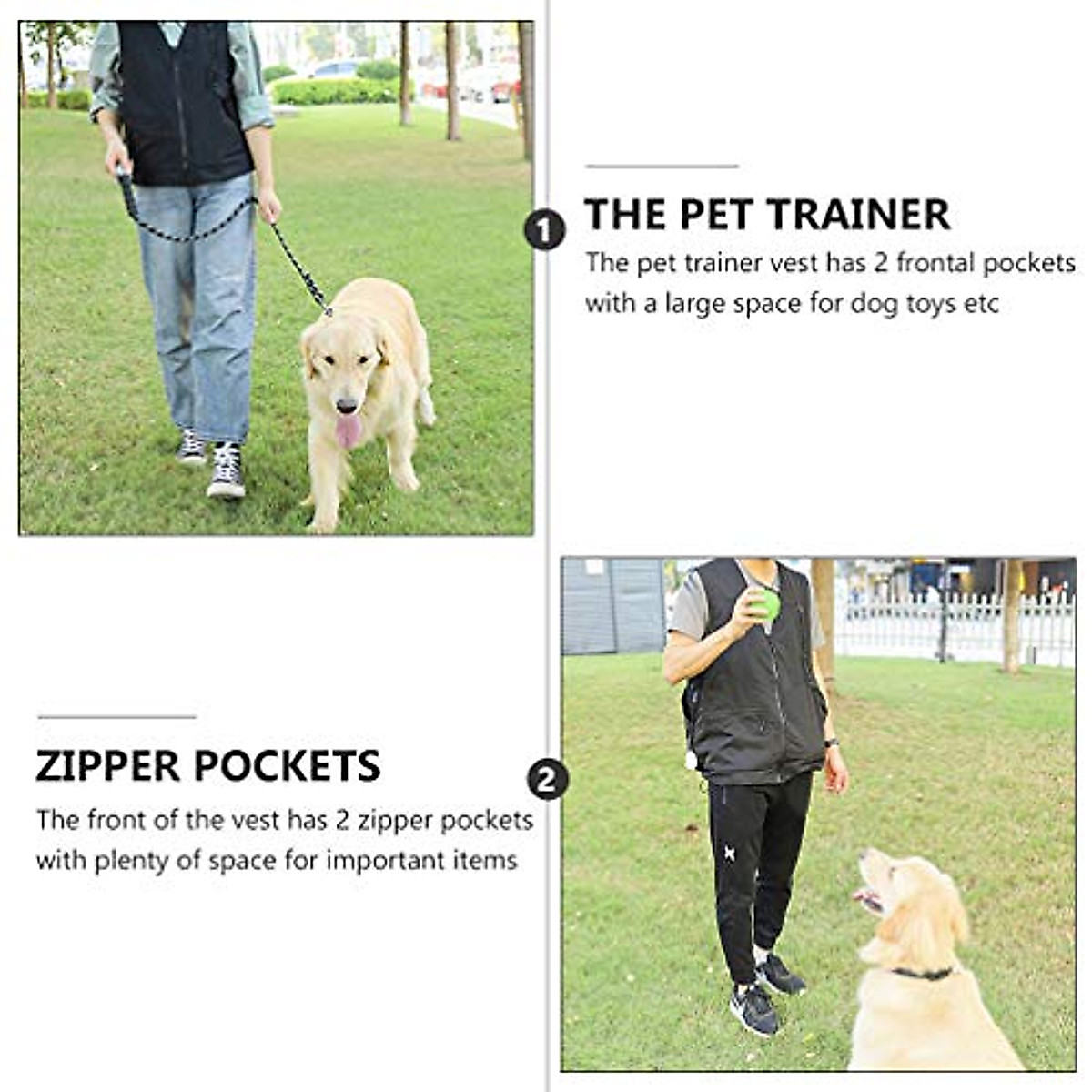 POPETPOP Dog Handler Training Vest with Multi Pockets Professional Dog Trainer Cloth Pet Owner Vest for Adults Size L