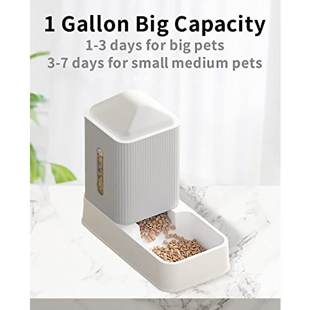 BNOSDM Automatic Cat Feeder for Indoor Cats Gravity Feeders ＆ Waterer Set Dogs Food and Water Dispenser Pet Feeding Bowl 3.5L /1 Gallons for Small Medium Big Dog Pets Puppy Kitten Gray
