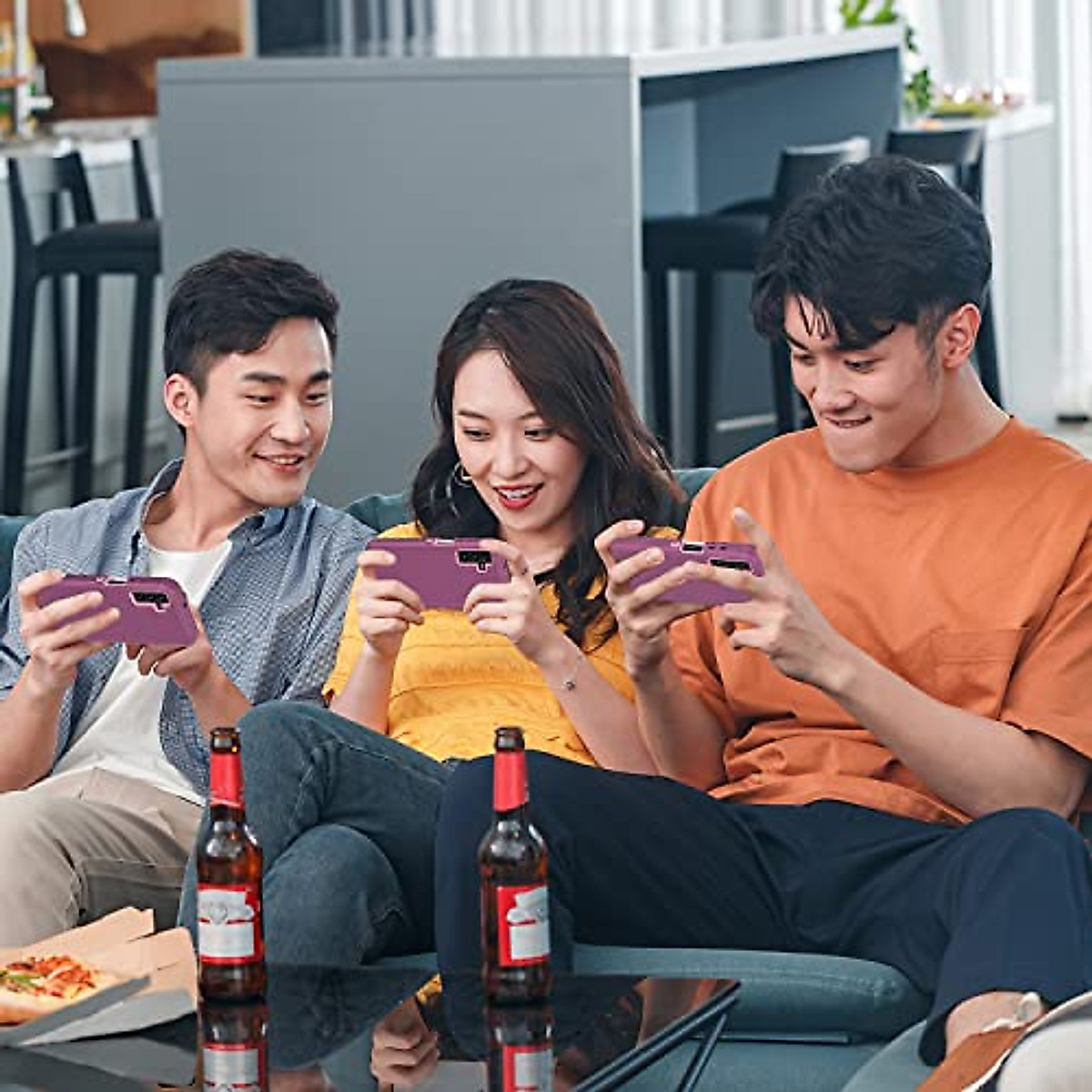 ONOLA Galaxy A13 5G Case with 2-Pack HD Screen Protector, Durable Shockproof 3-Layer Cover (WineRed Pink)