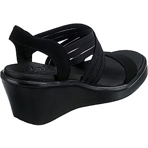 Skechers Women's Wedge Sandal, Black/Black, 8