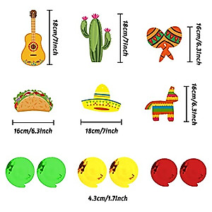 Recosis Fiesta Birthday Decorations, Mexican Themed Happy Birthday Banner Paper Pompoms Mexico Fans Fiesta Decorations Balloons Birthday Party Decorations