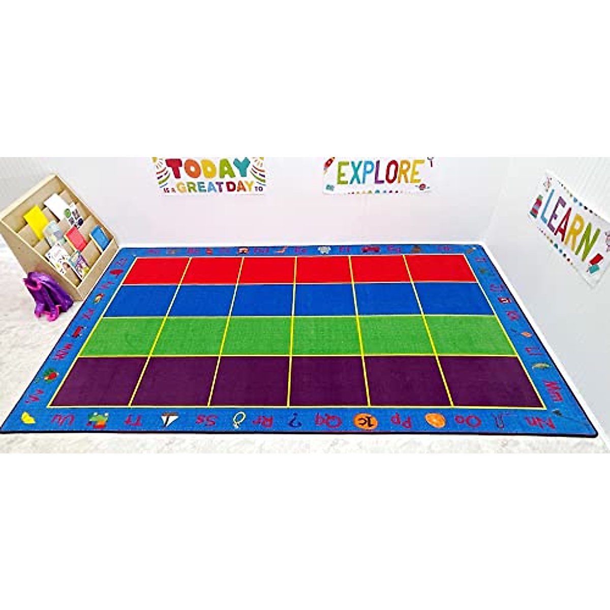 KidCarpet.com ABC Rainbow Seating Classroom Rug with 24 Seats, 7'6" x 12' Rectangle
