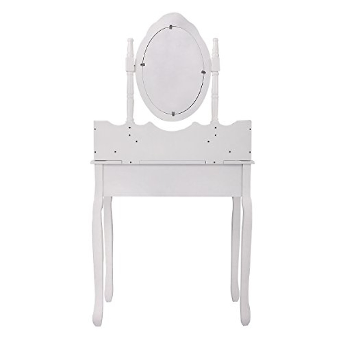 Vanity Table and Chair Set, Makeup Dressing Table with 360-degree-rotating Mirror and 4 Drawers, Thick Padded Stool, Vanity Table and Chair Set with Mirror and 4 Drawers for Girls Women Gift, White